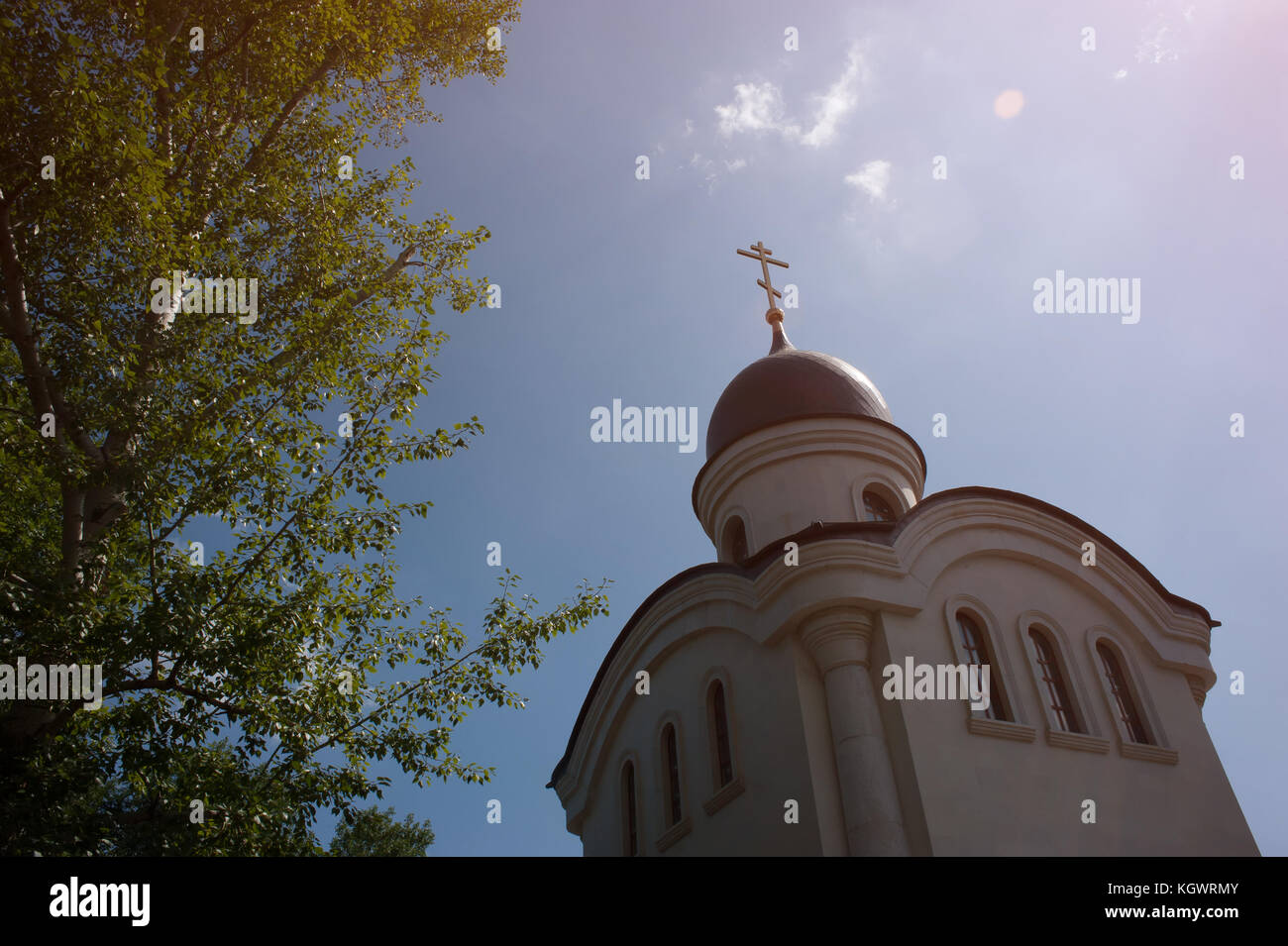 Orthodox church dome, with a cross, in the sun Stock Photo - Alamy