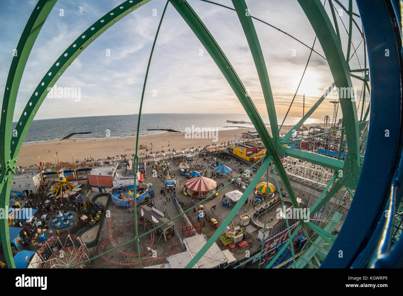 View from the wonder wheel Ferris wheel, Coney Island, Brooklyn, New ...