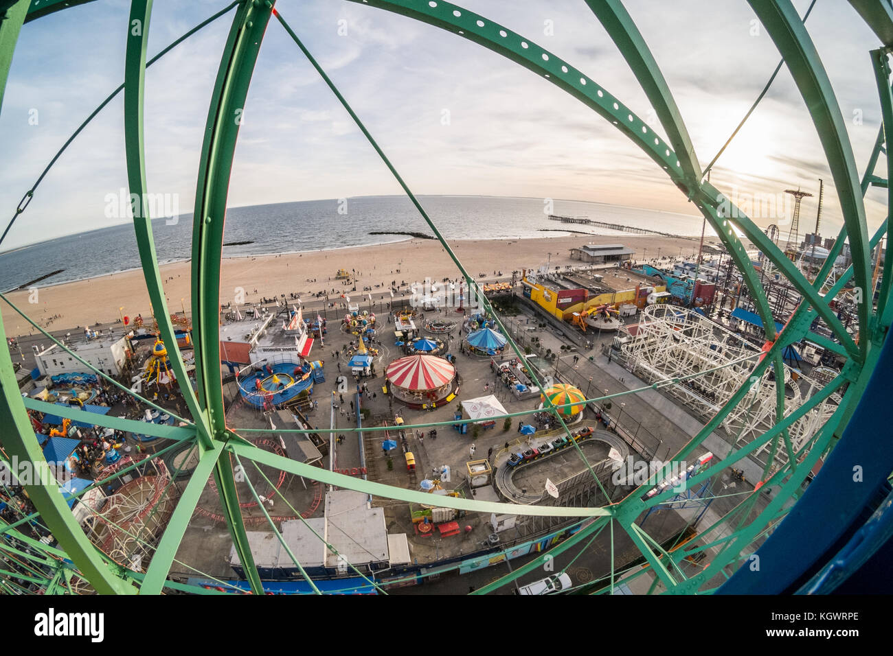 View from the wonder wheel Ferris wheel, Coney Island, Brooklyn, New ...