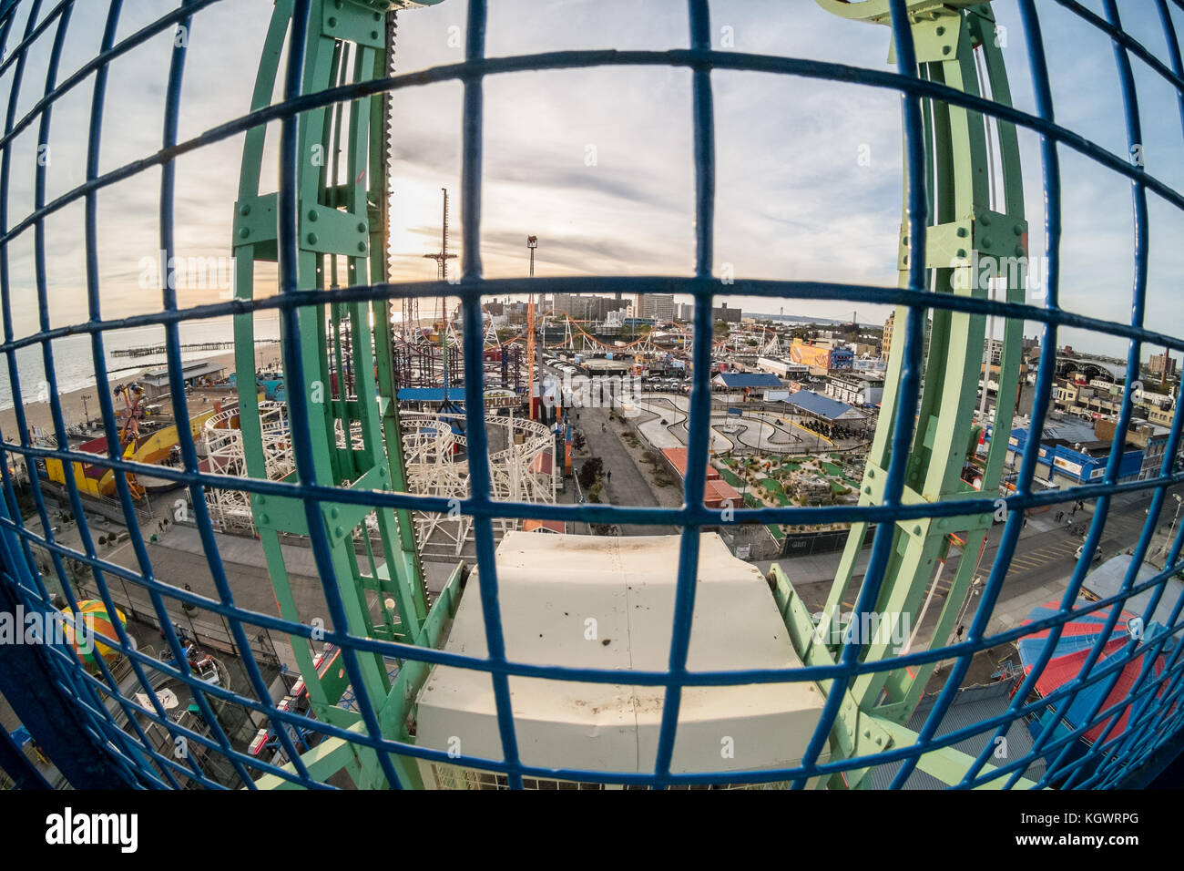 View from the wonder wheel Ferris wheel, Coney Island, Brooklyn, New ...
