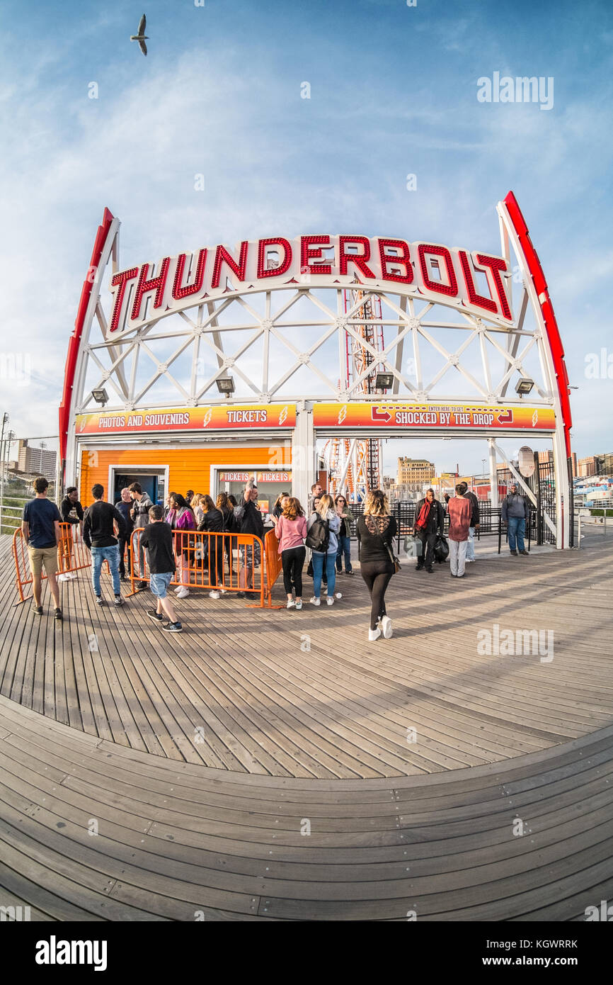 Thunderbolt roller coaster ride, Coney Island Luna Park, Brooklyn, New ...
