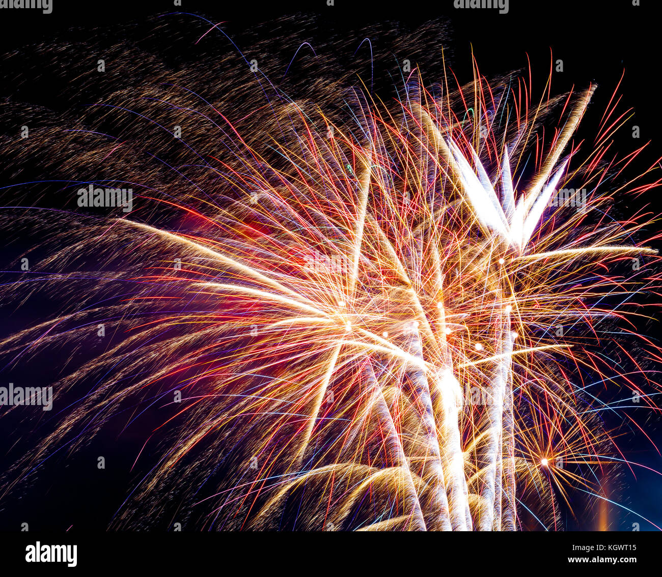 Fireworks exploding on a dark sky/ Fireworks on black background Stock ...