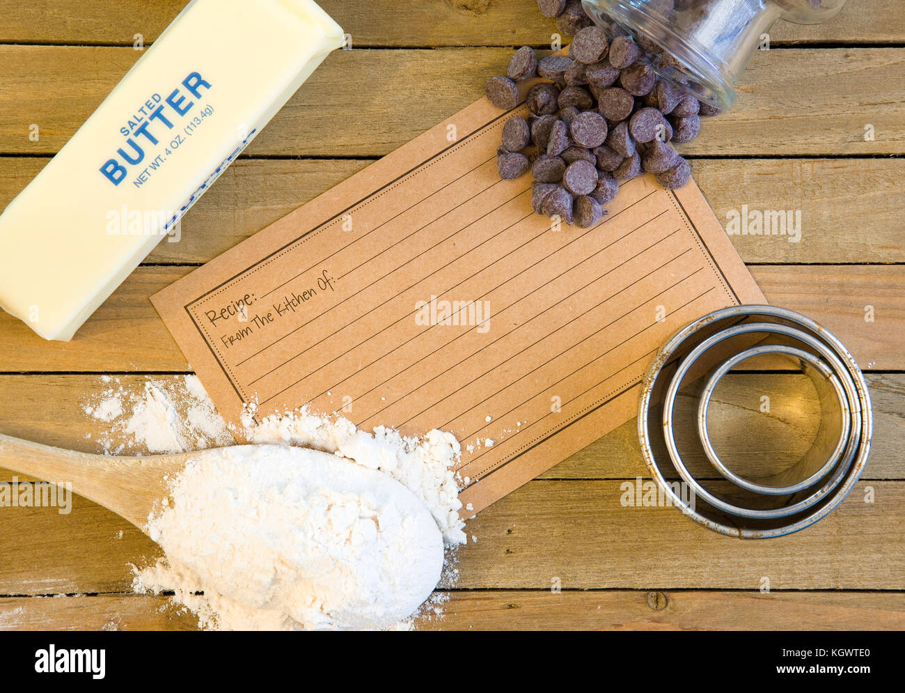 Baking Background with Customizable Recipe Card Stock Photo - Alamy