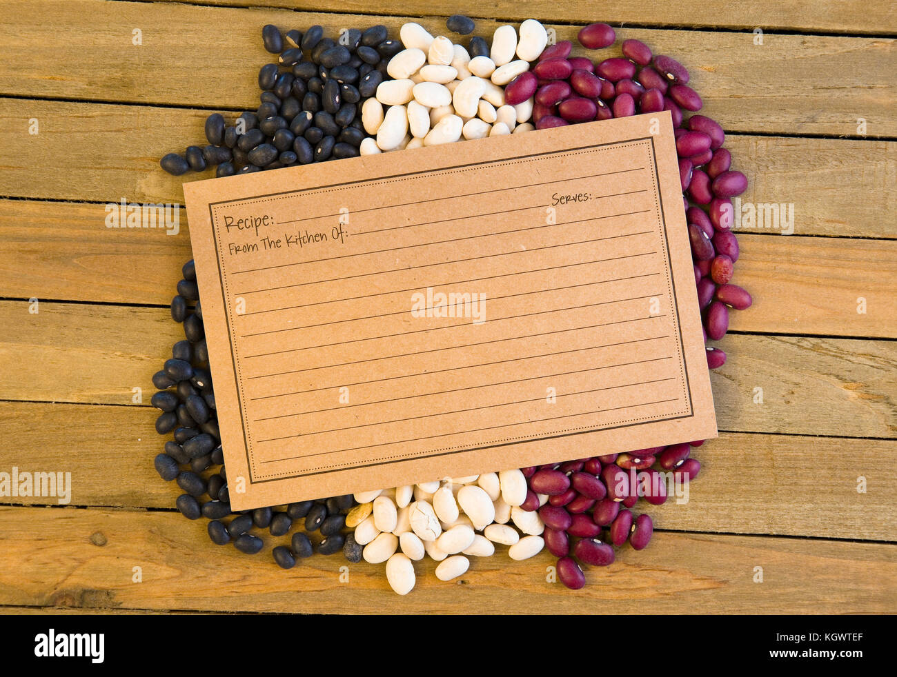 A Background of Beans with a Blank Recipe Card Stock Photo - Alamy