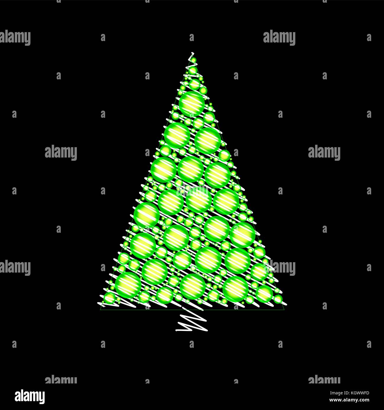 christmas tree scribble vectordesign isolated on black background Stock ...