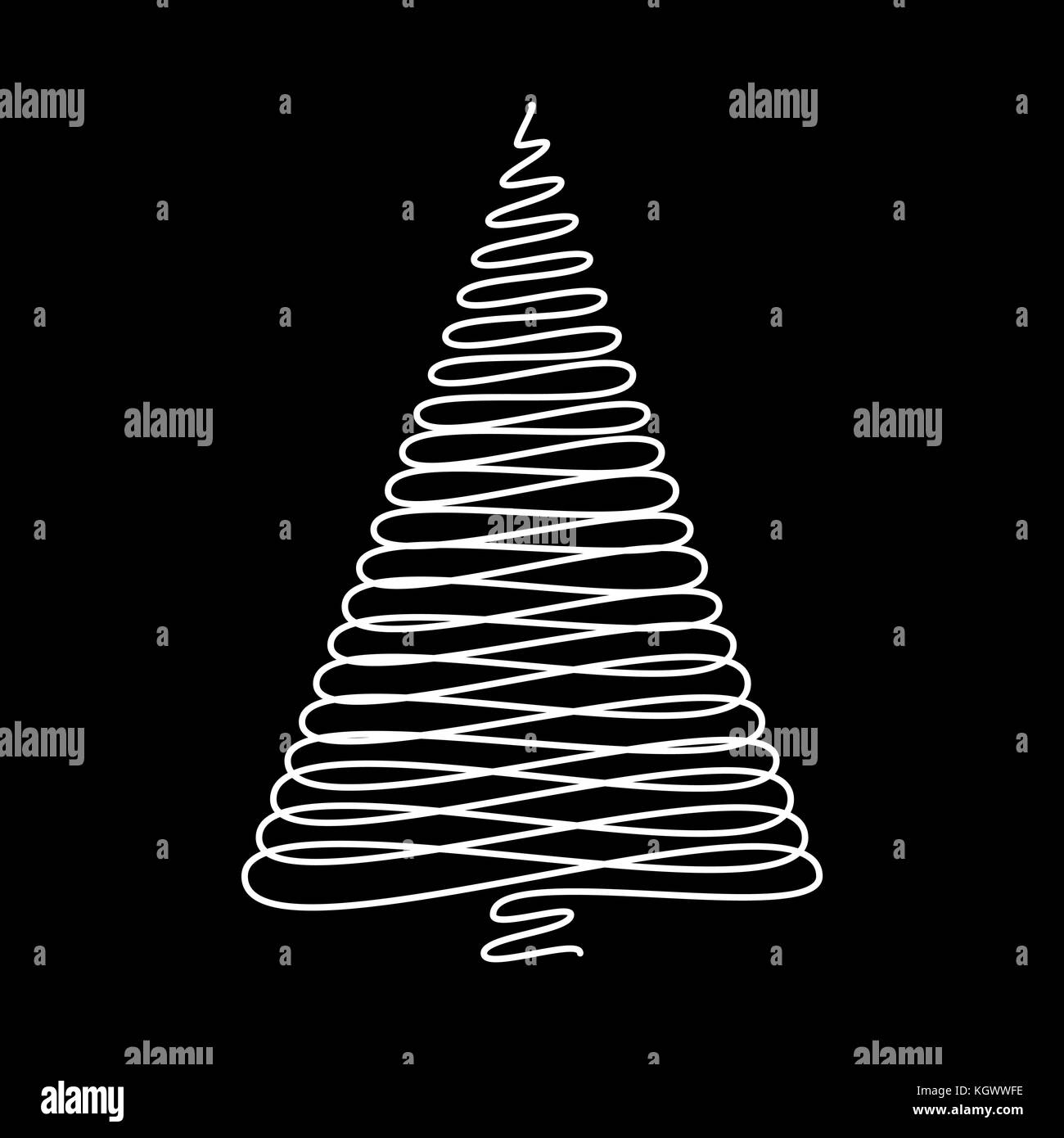 christmas tree scribble vectordesign isolated on black background Stock ...