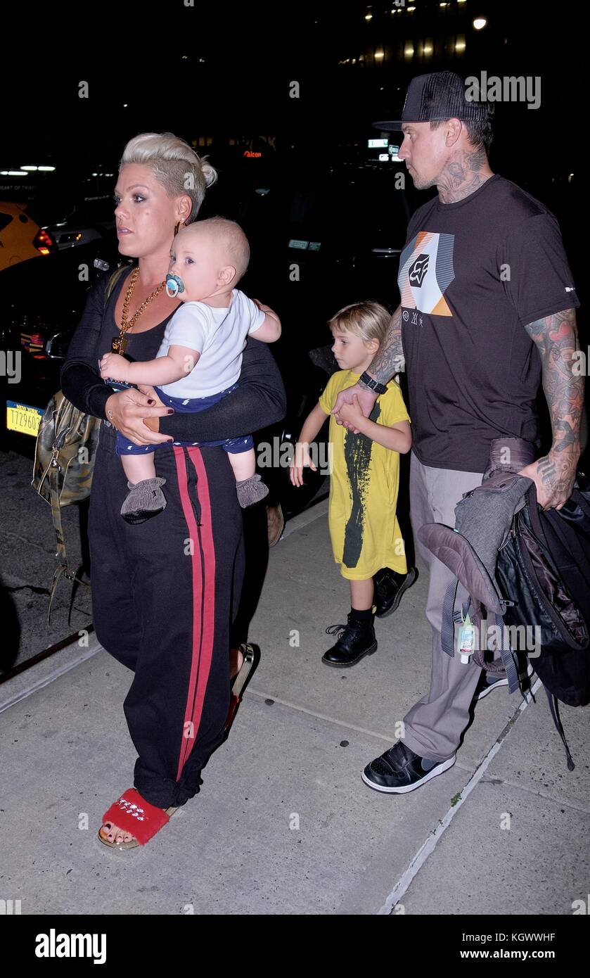 Pink and family in New York Featuring: Pink, Carey Hart, Jameson Moon ...