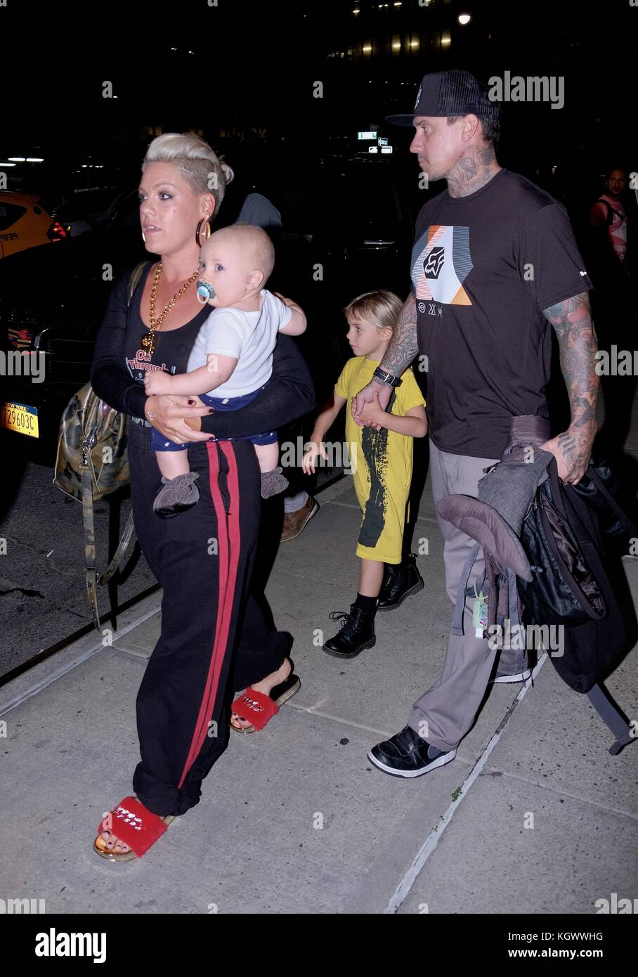 Pink and family in New York Featuring: Pink, Carey Hart, Jameson Moon ...