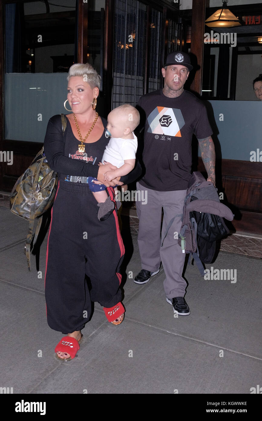 Pink and family in New York Featuring: Pink, Carey Hart, Jameson Moon ...