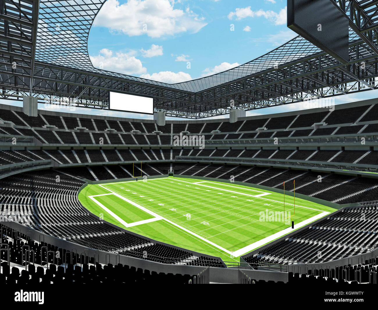 3D render of beautiful modern large empty American football stadium ...