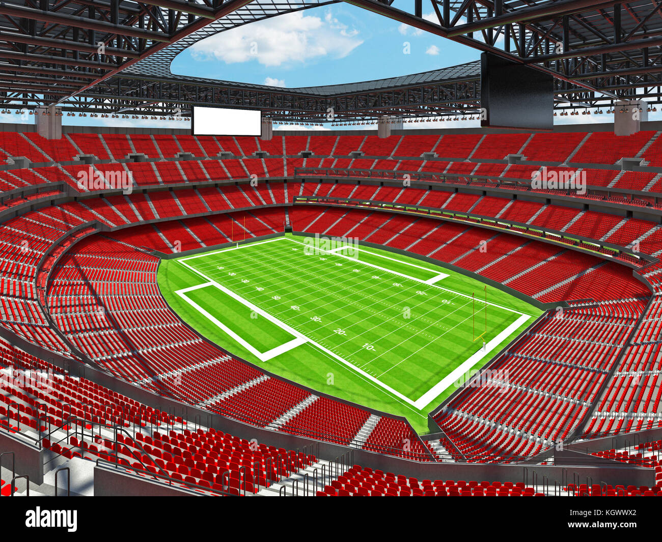 3D render of beautiful modern large empty American football stadium ...