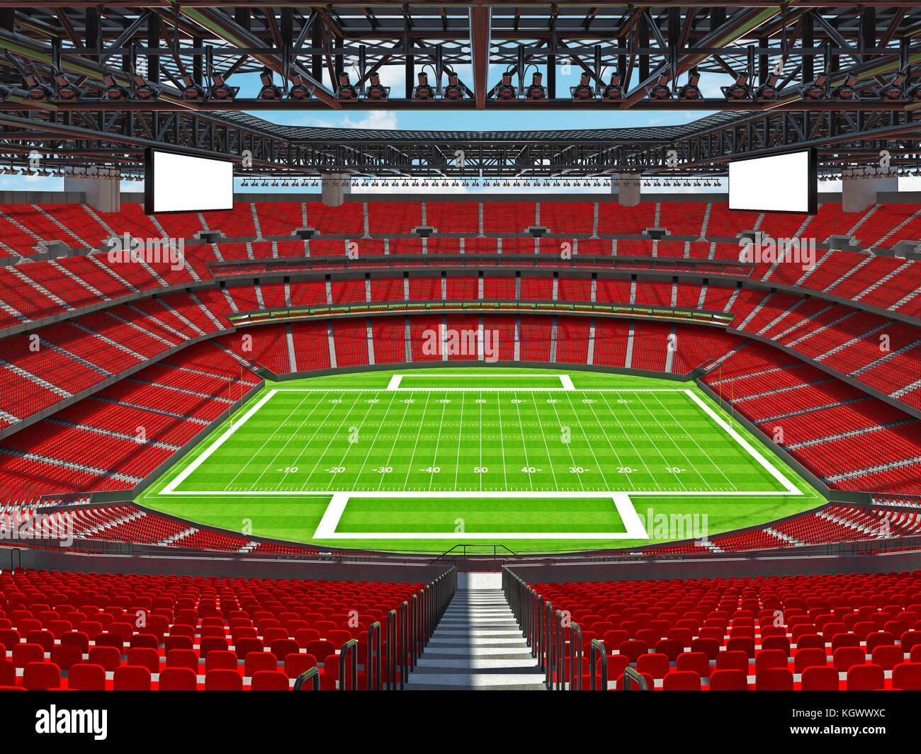 3D render of beautiful modern large empty American football stadium ...