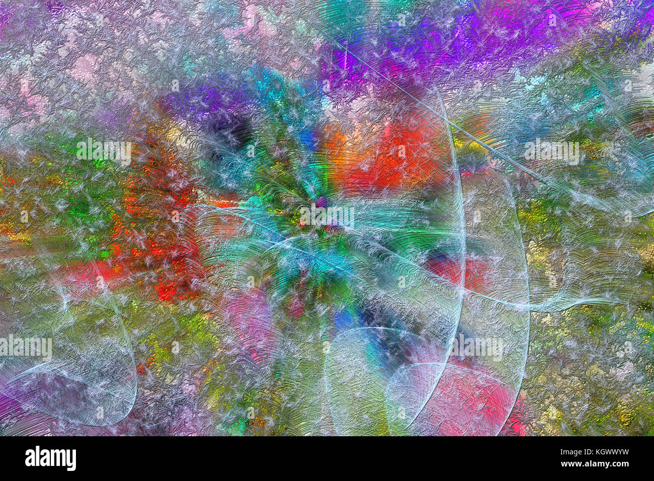 Winter abstract beautiful colorful patterns on the frosted glass with ...