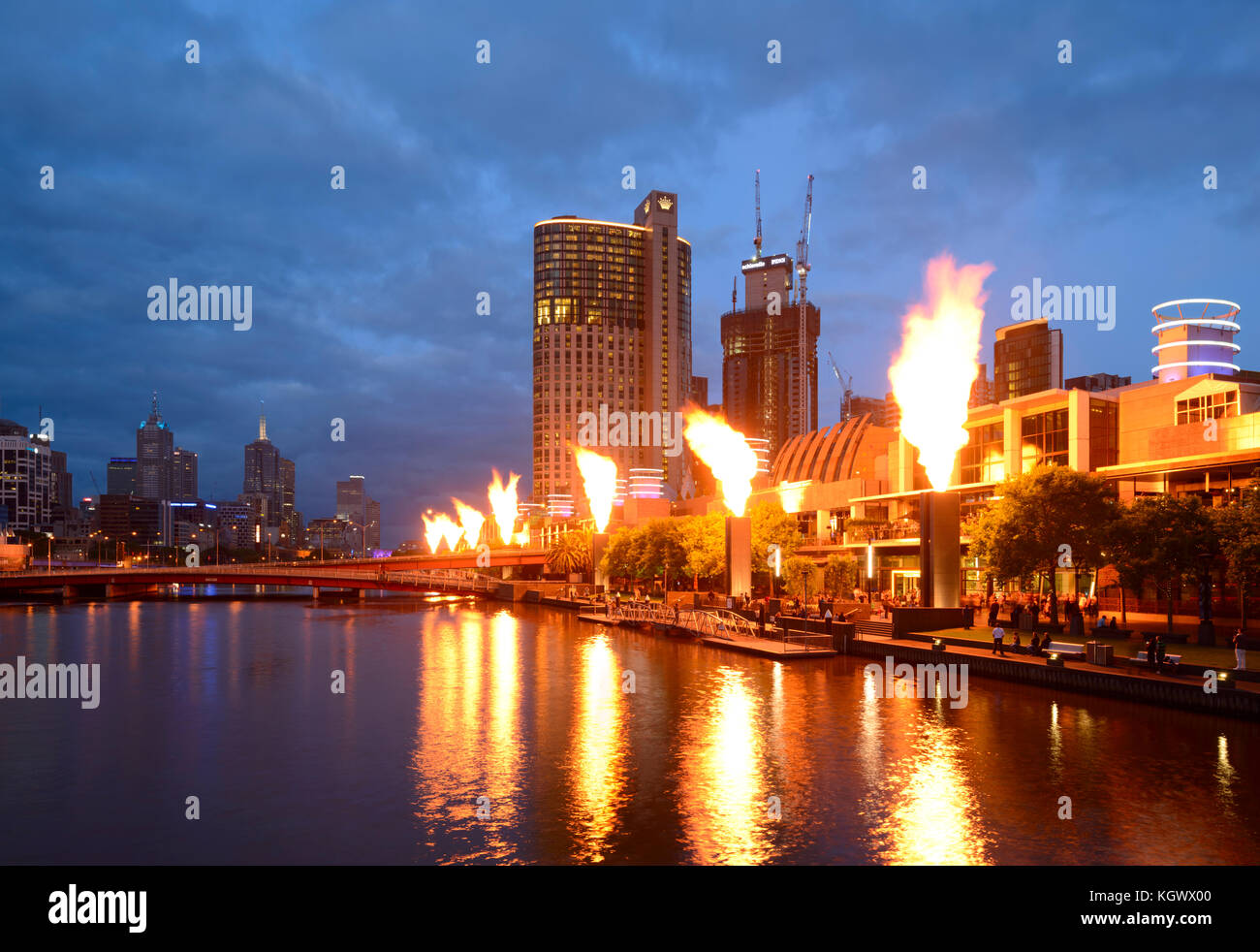Fire Show at Crown Casino, South Bank, Melbourne, VIC, Australia Stock ...