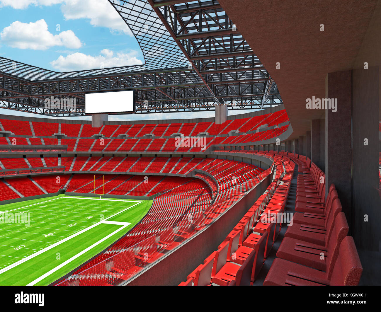 3D render of beautiful modern large empty American football stadium ...