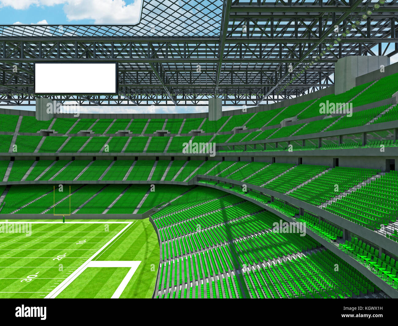 3D render of beautiful modern large empty American football stadium ...