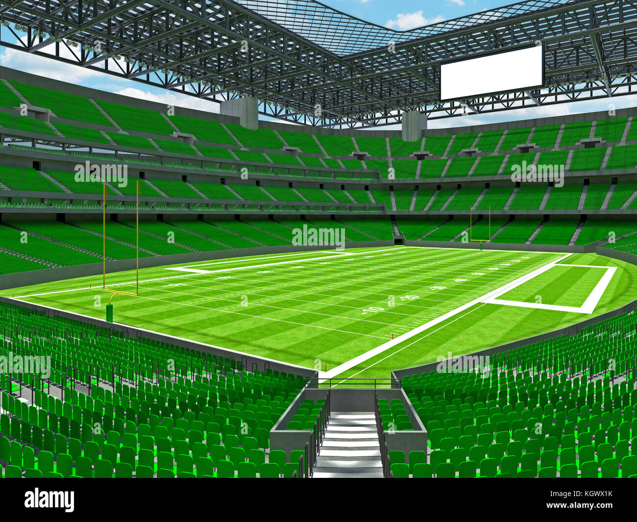 3D render of beautiful modern large empty American football stadium ...