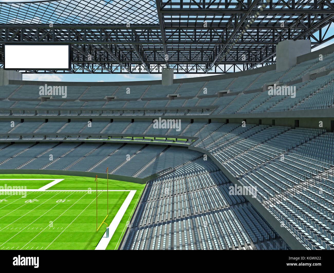 3D render of beautiful modern large empty American football stadium ...