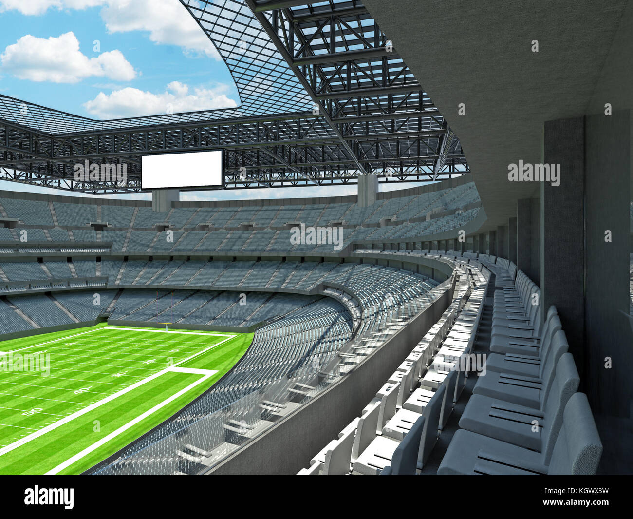 3D render of beautiful modern large empty American football stadium ...