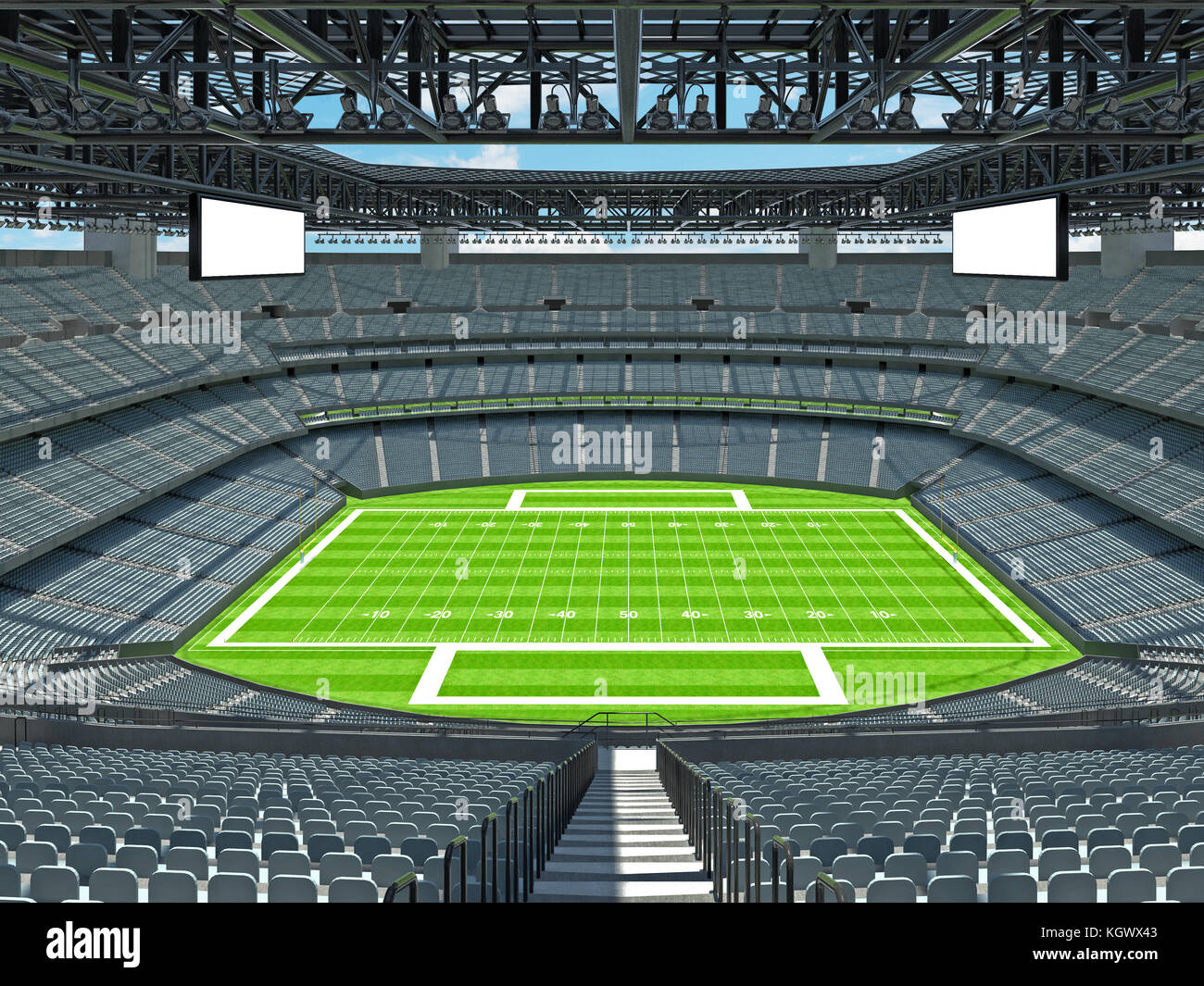3D render of beautiful modern large empty American football stadium ...