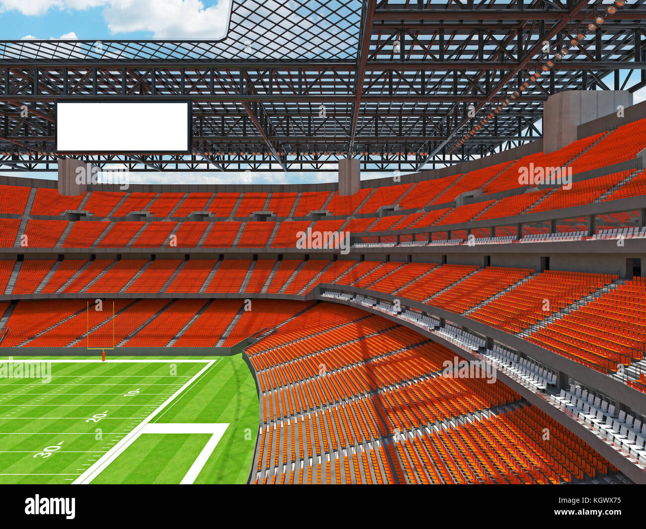 3D render of beautiful modern large empty American football stadium ...