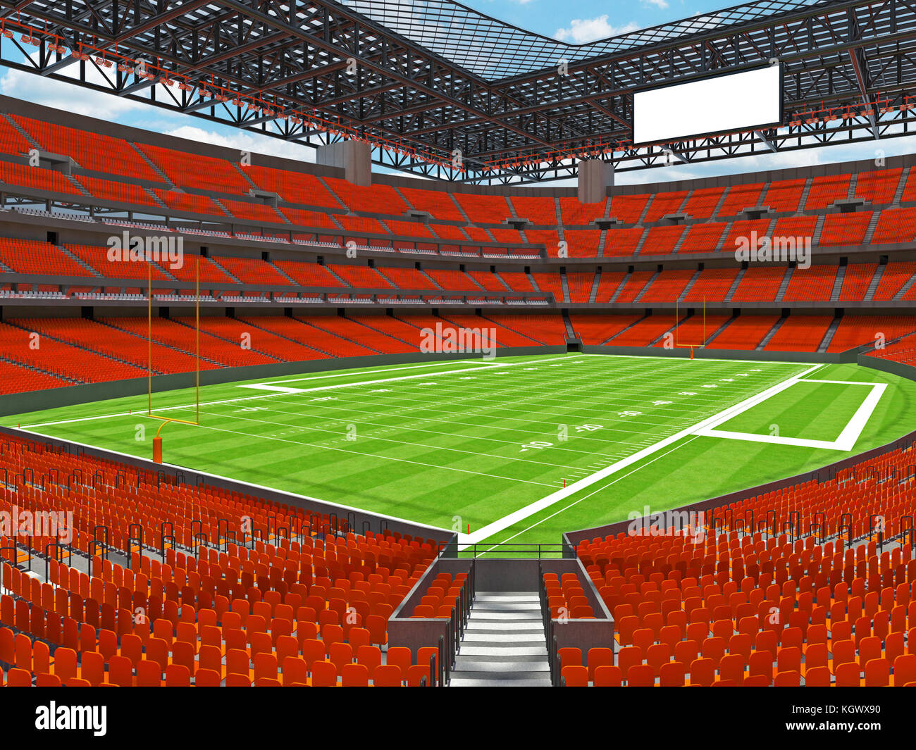 3D render of beautiful modern large empty American football stadium ...