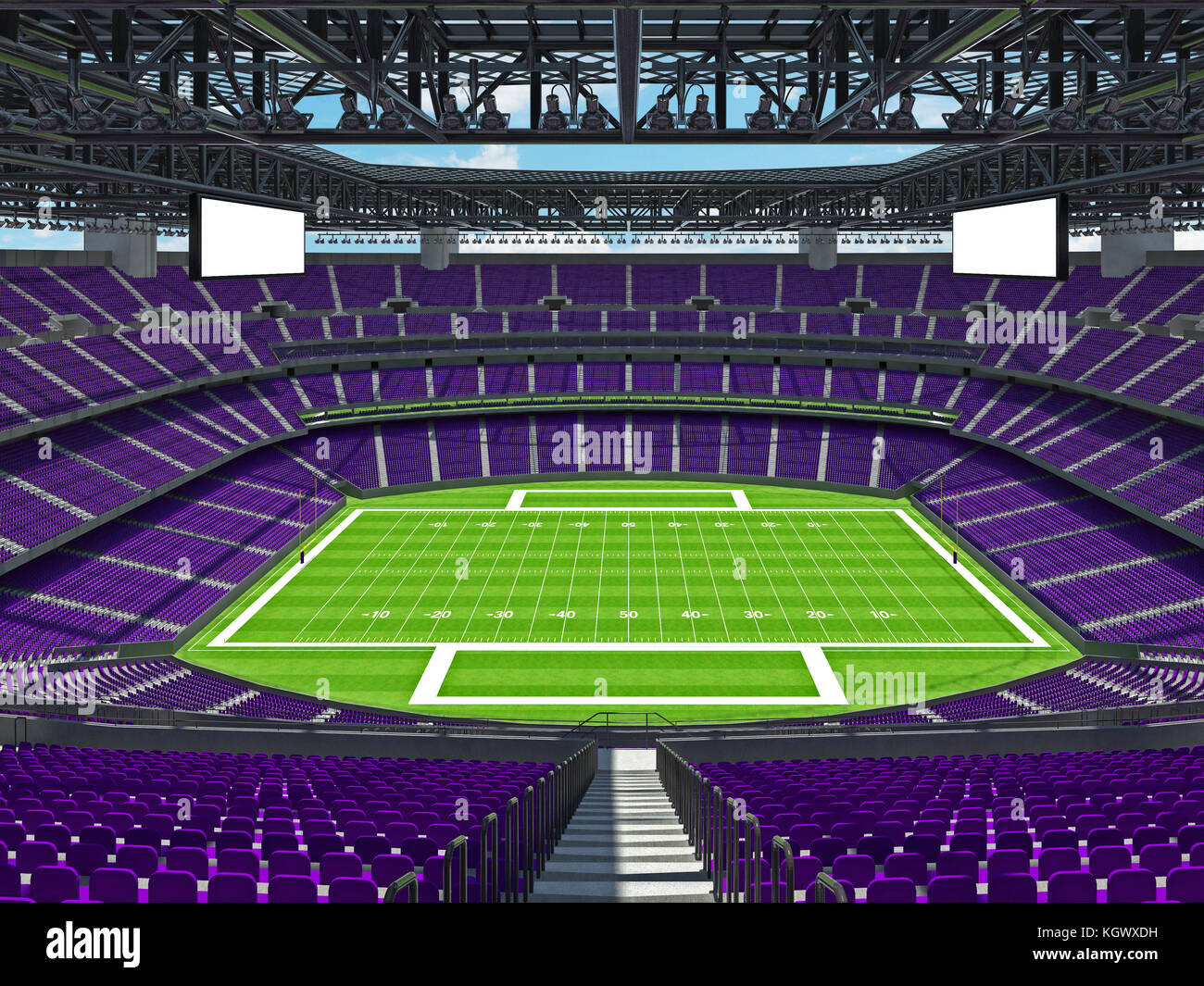 3D render of beautiful modern large empty American football stadium ...