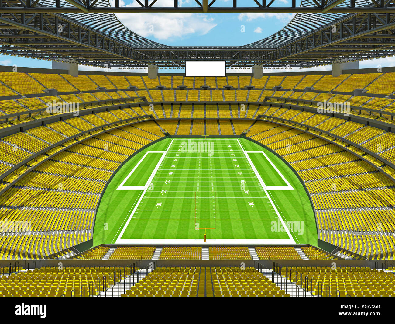 3D render of beautiful modern large empty American football stadium ...