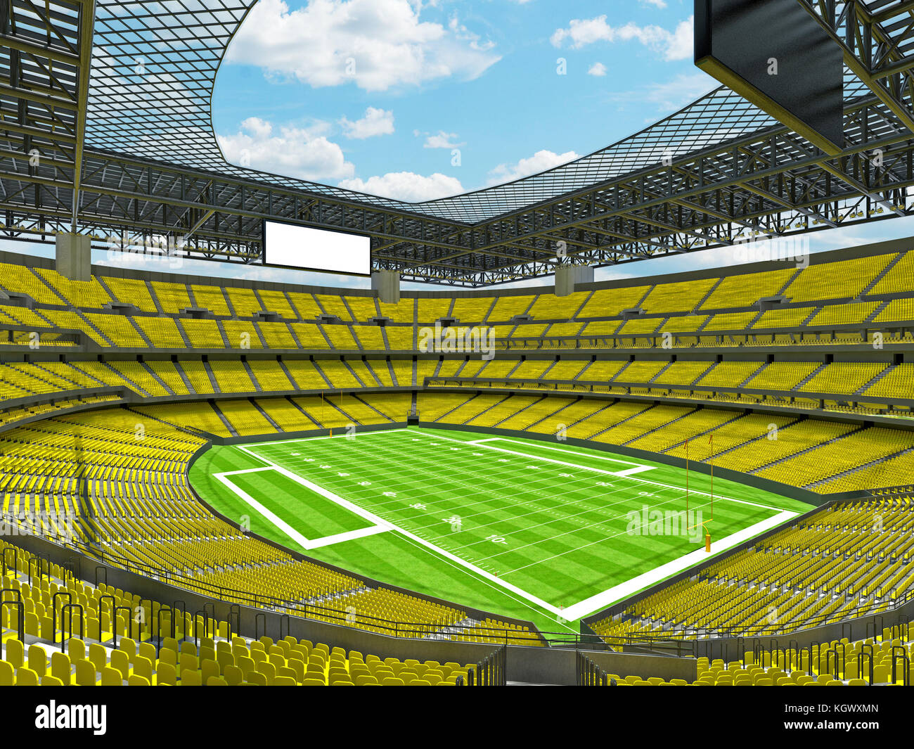 3D render of beautiful modern large empty American football stadium ...