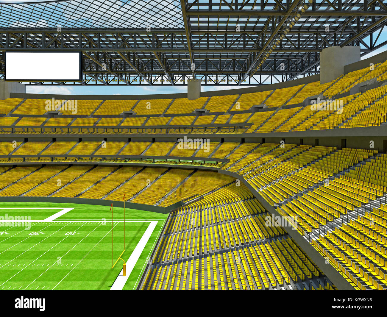 3D render of beautiful modern large empty American football stadium ...
