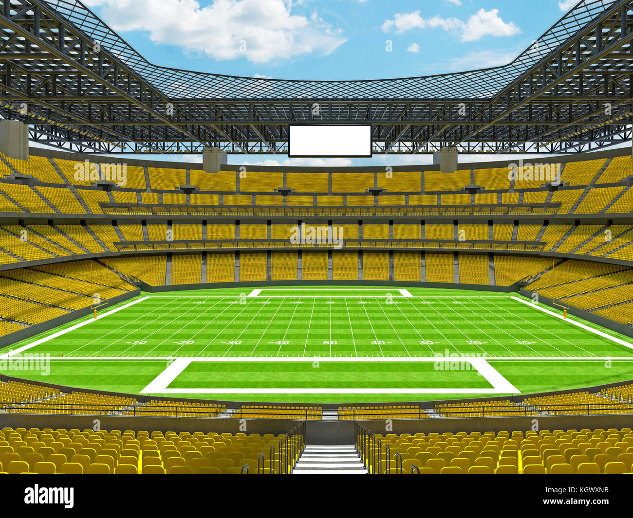3D render of beautiful modern large empty American football stadium ...