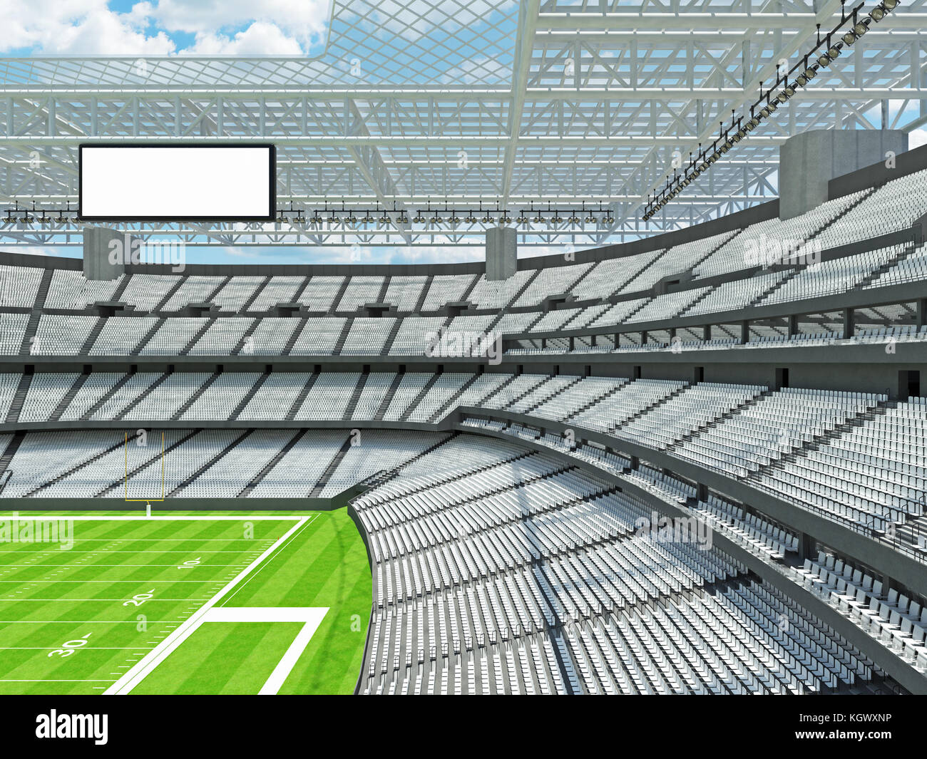 3D render of beautiful modern large empty American football stadium ...