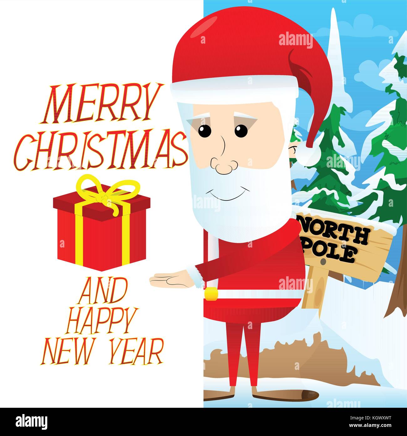 Santa Claus showing Merry Christmas title written in blank space ...