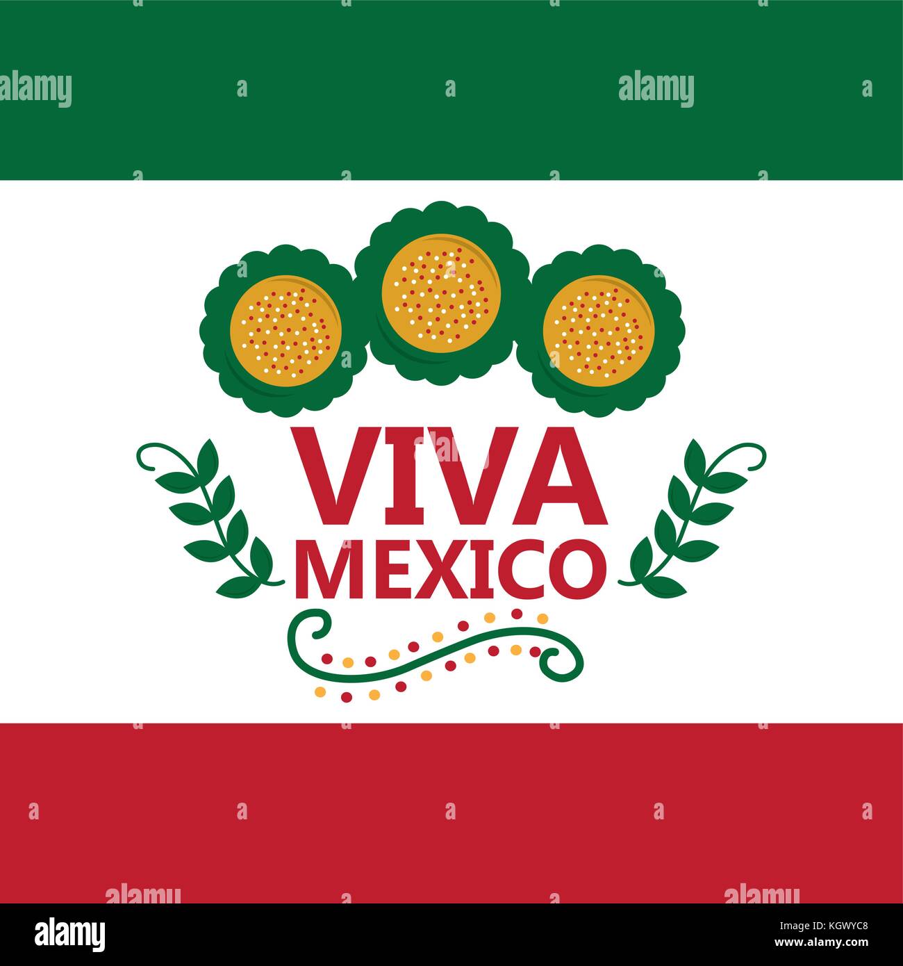 viva mexico flag mexican flower celebration Stock Vector Image & Art ...