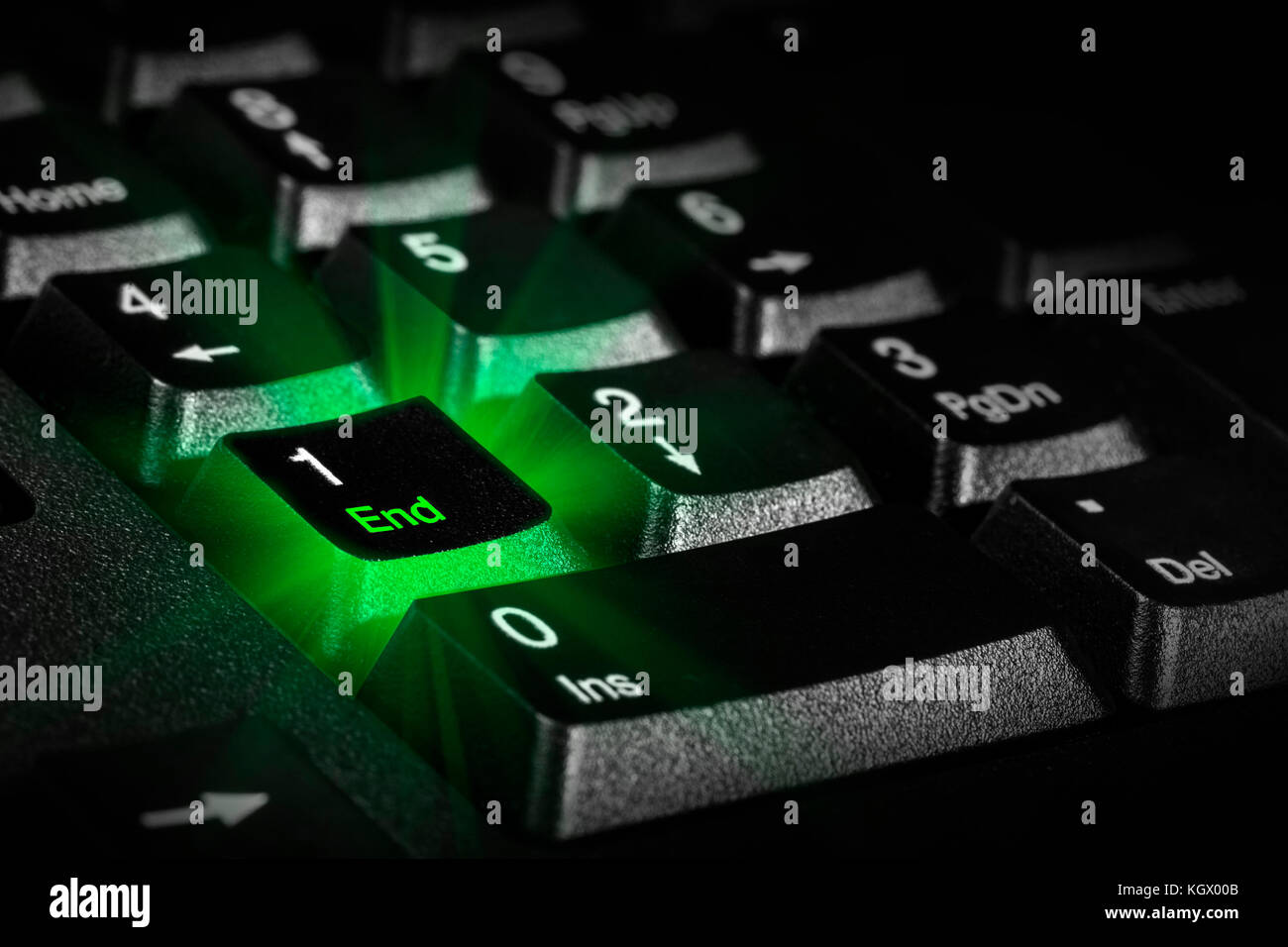 illuminated key END on computer keyboard Stock Photo - Alamy