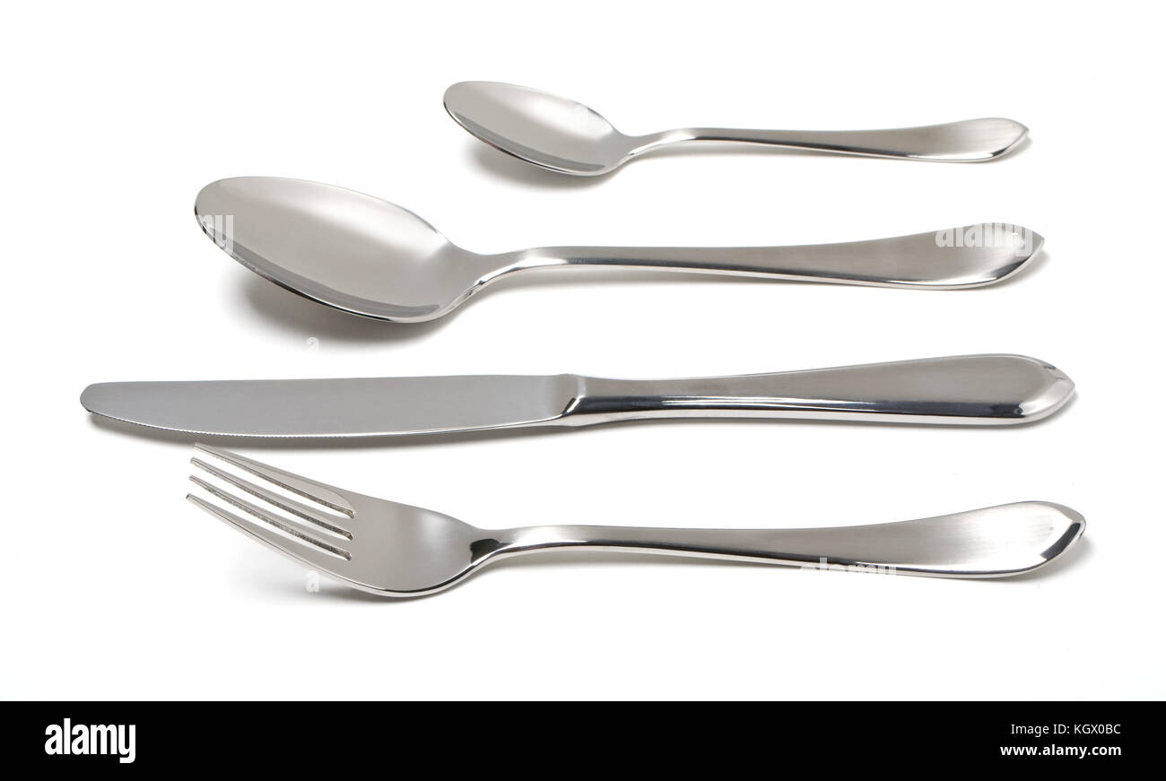 Cutlery set with Fork, Knife and Spoon isolated Stock Photo - Alamy
