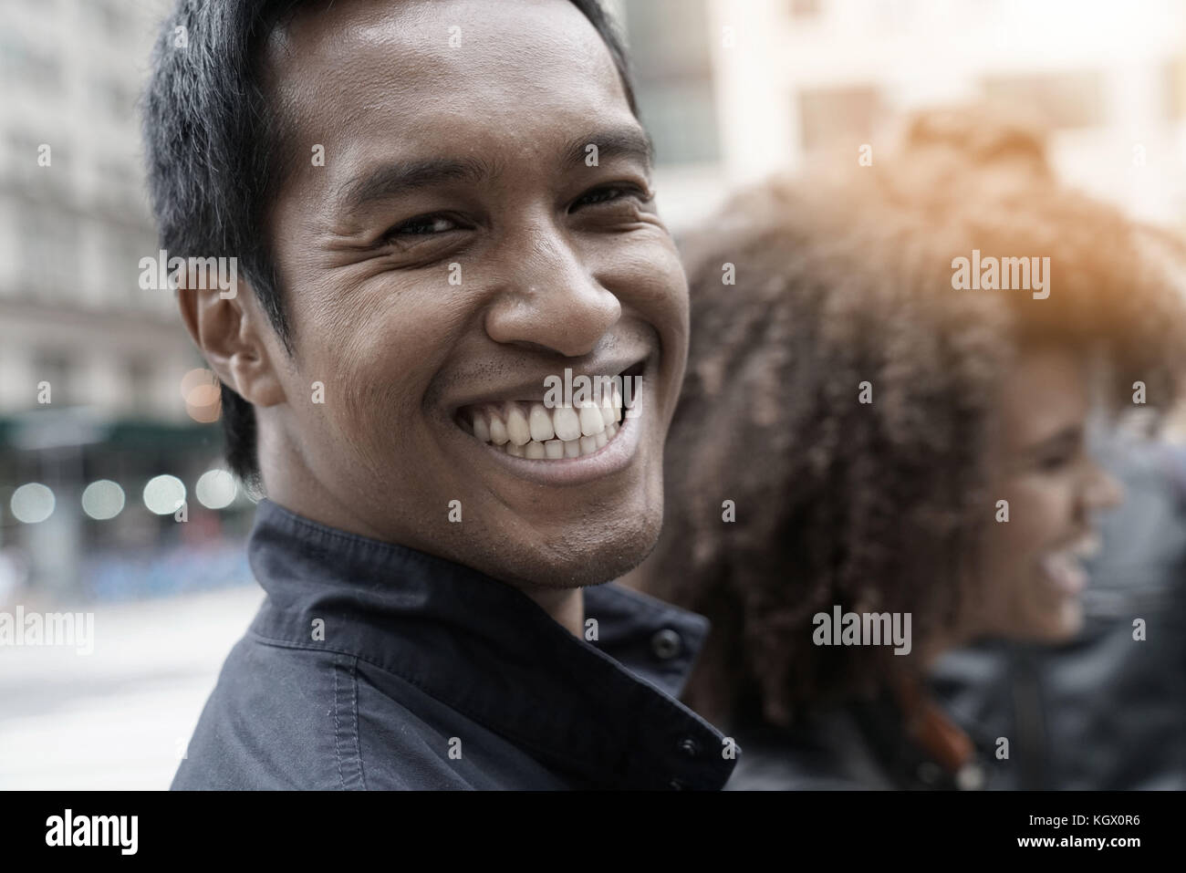 Portrait of cheerful guy laughing outloud Stock Photo - Alamy