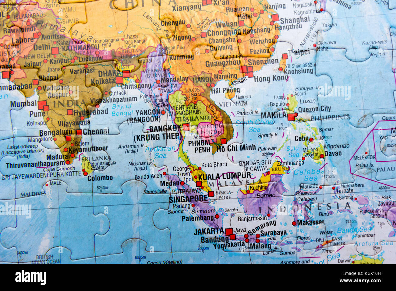 World map colorful continents hi-res stock photography and images - Alamy