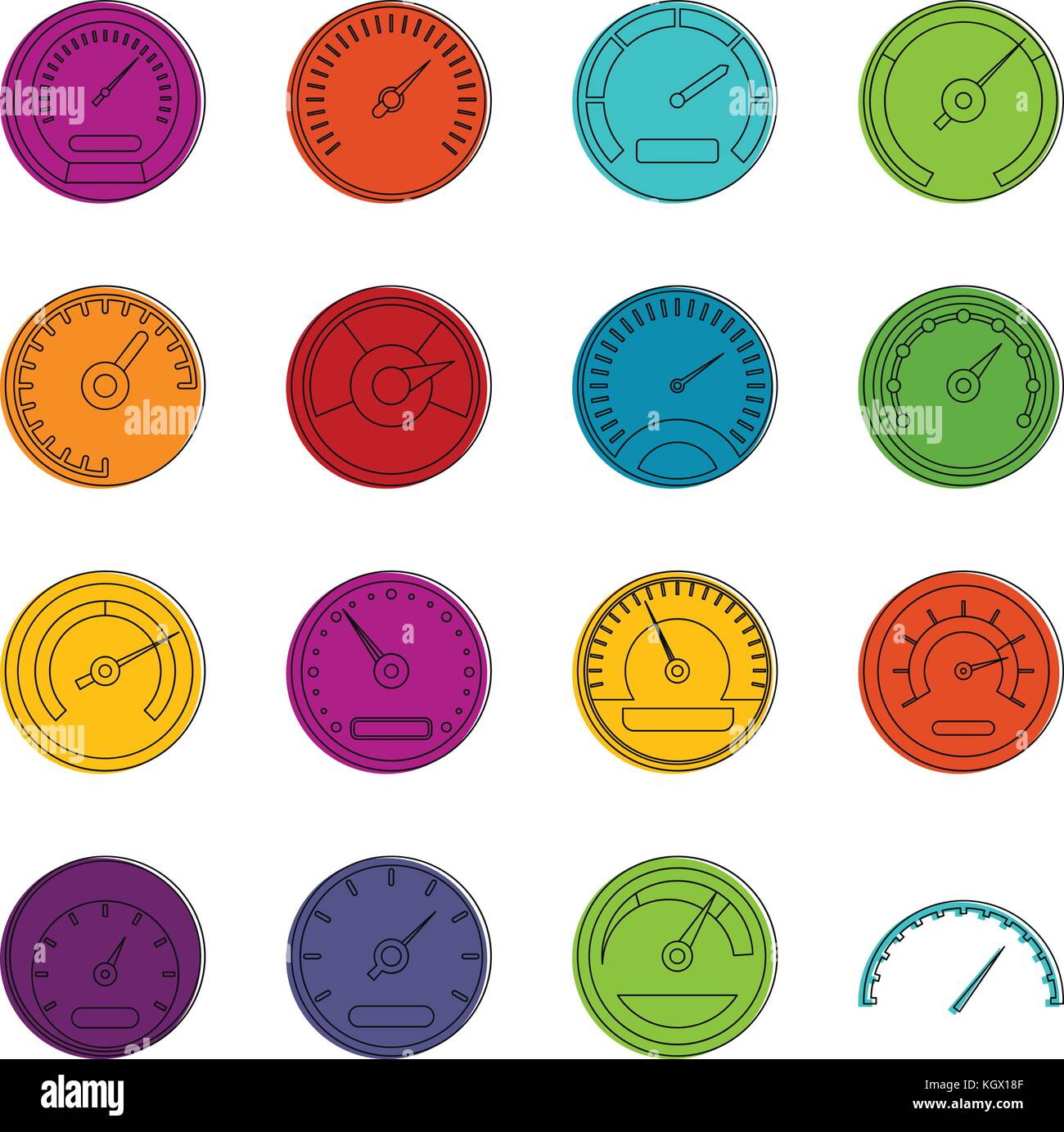 Speedometer set black line Stock Vector Images - Alamy