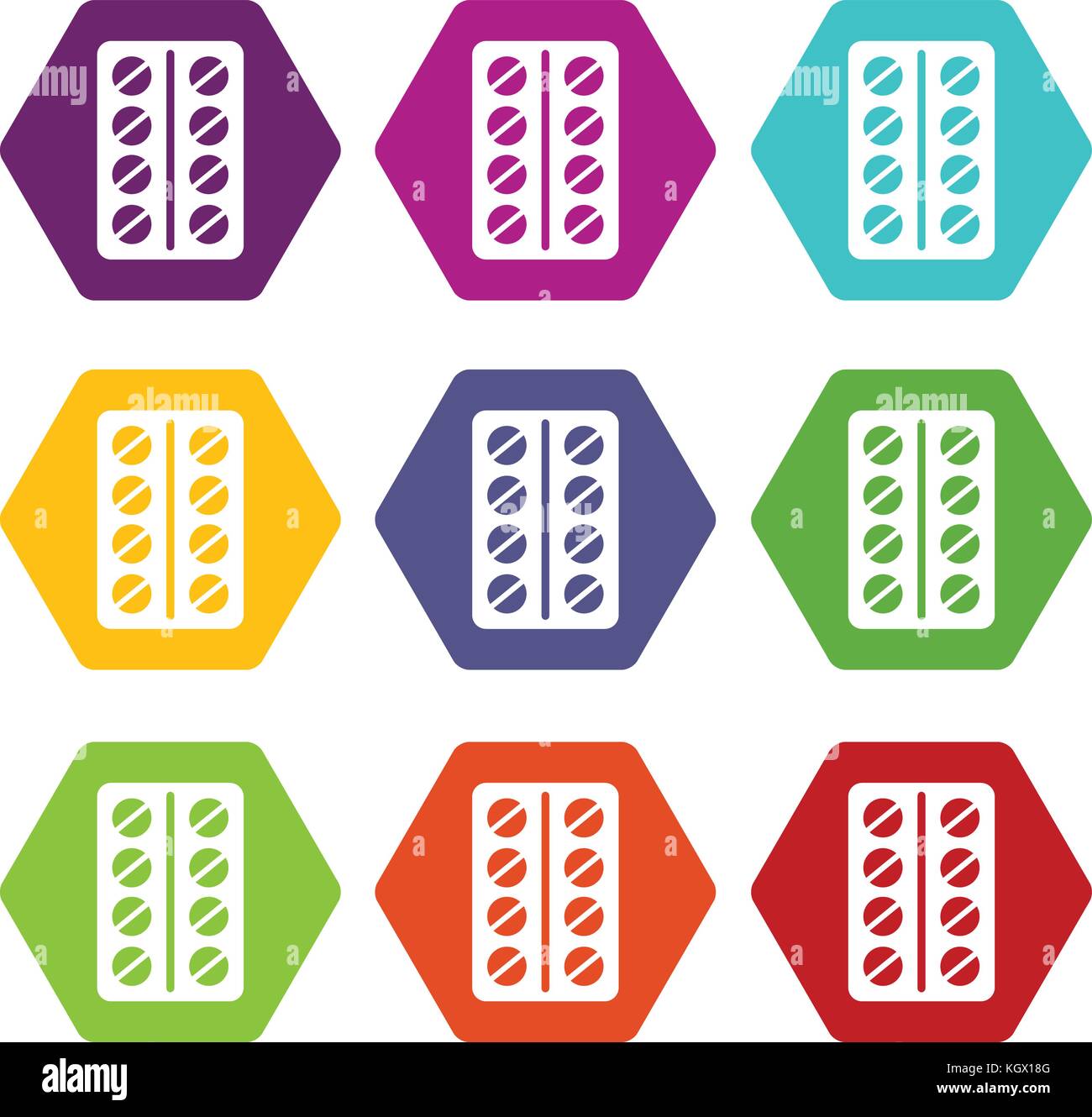 Round pills in a blister pack icon set color hexahedron Stock Vector Image & Art - Alamy