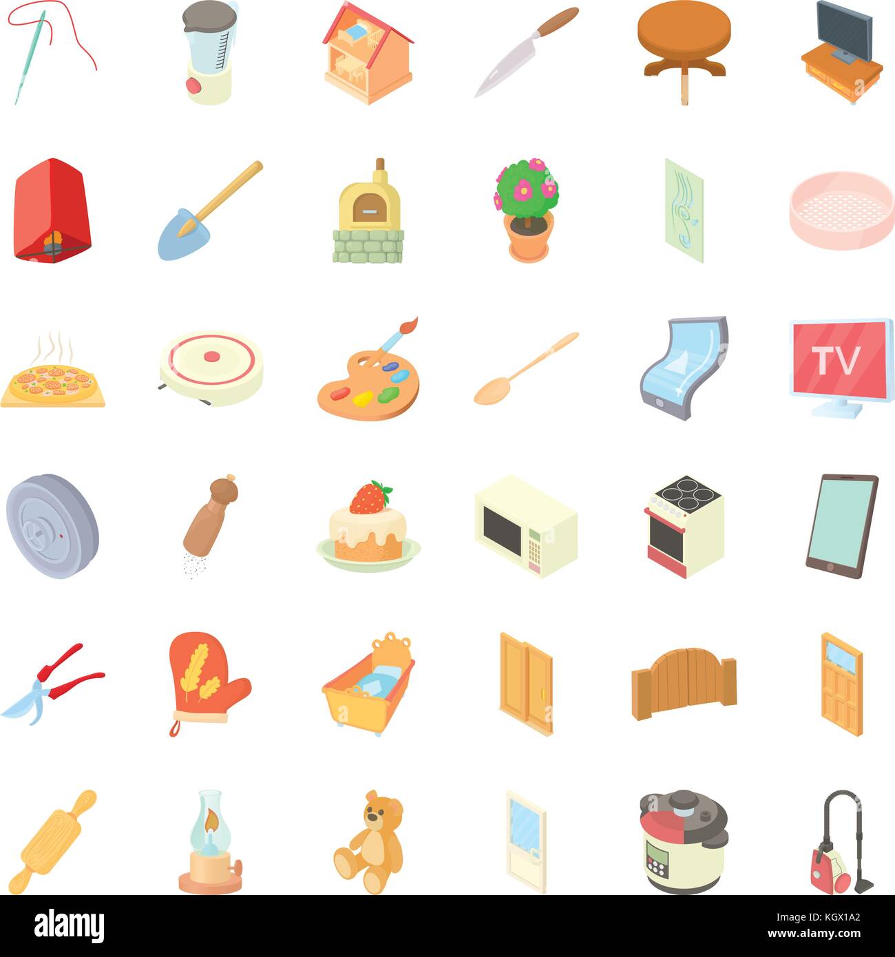 Kitchen icons set, cartoon style Stock Vector Image & Art - Alamy