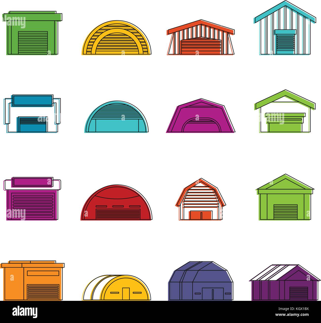Hangar icons doodle set Stock Vector Image & Art - Alamy