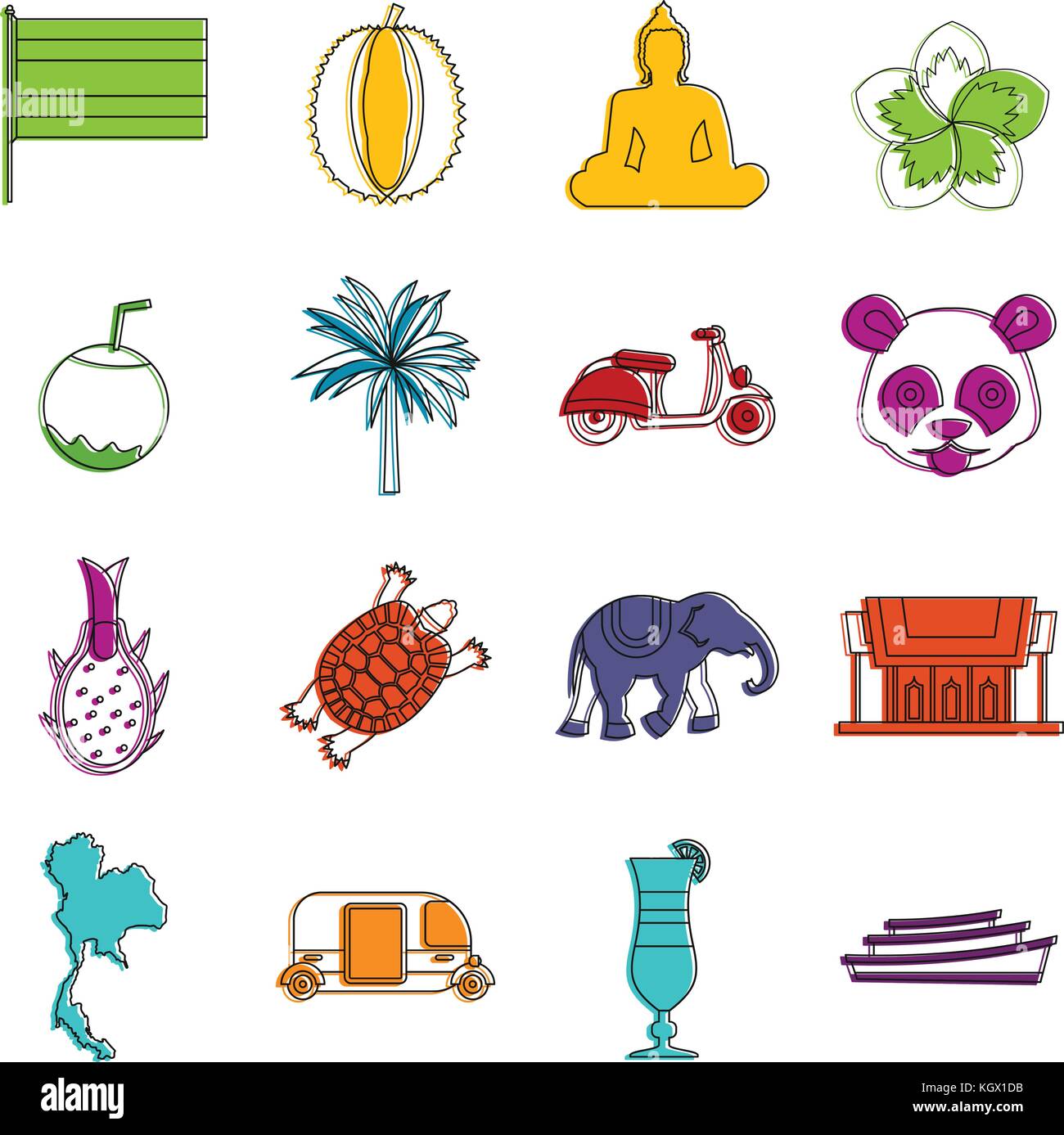 Costa Rica icons doodle set Stock Vector Image & Art - Alamy