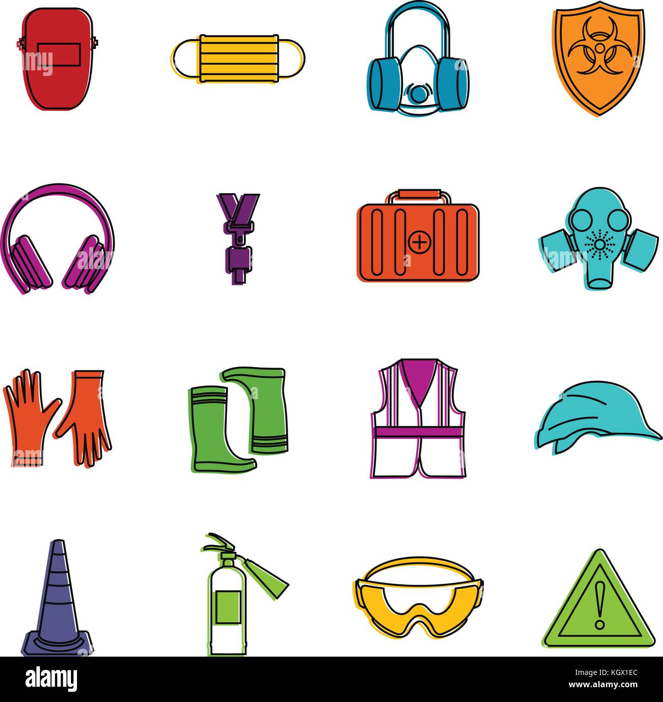 Safety icons doodle set Stock Vector Image & Art - Alamy