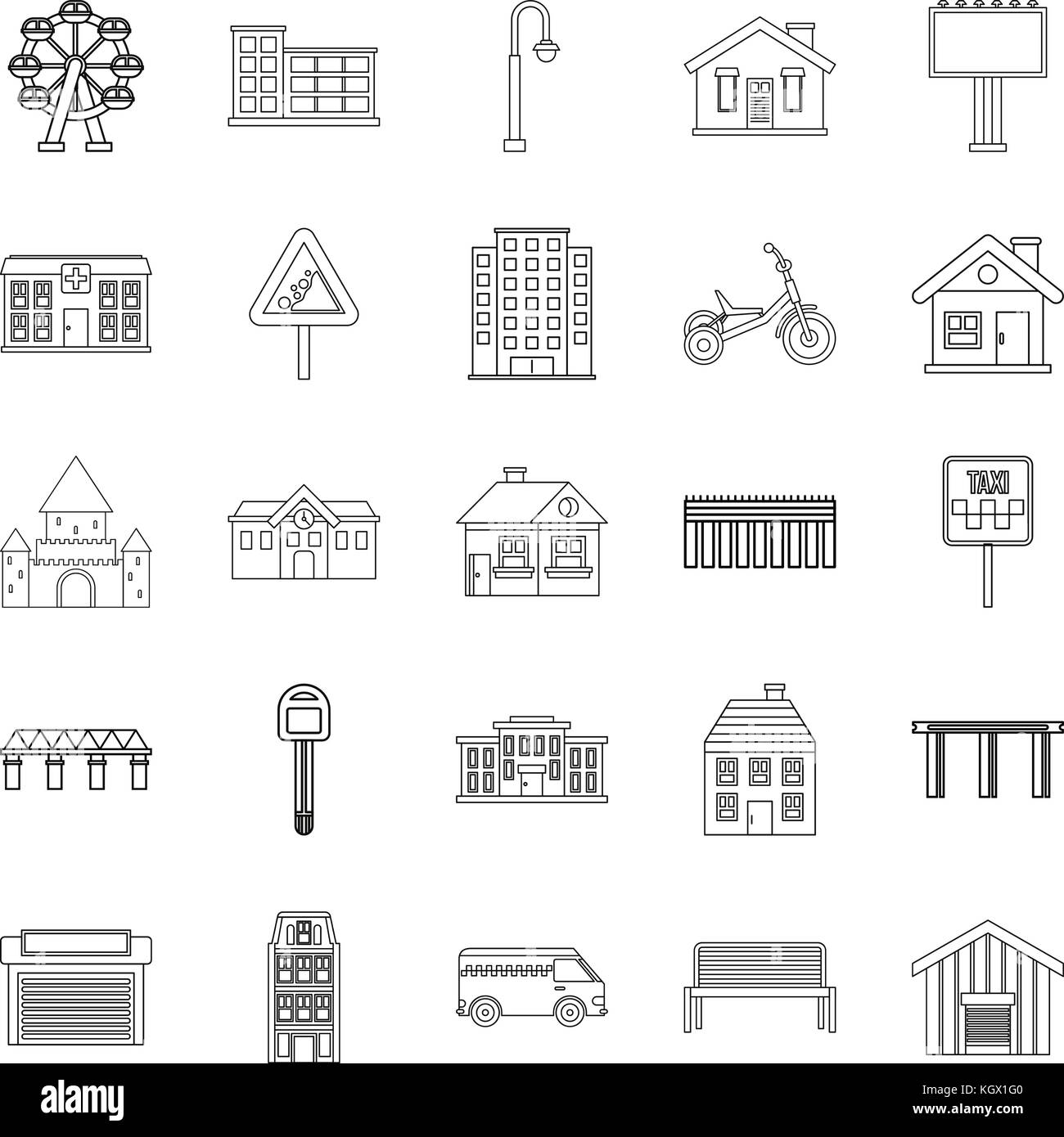 Build icons set, outline style Stock Vector Image & Art - Alamy