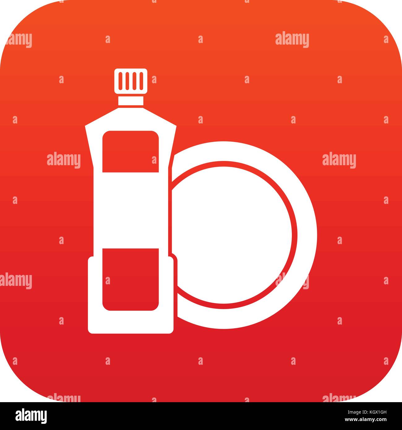 Dishwashing liquid detergent and dish icon digital red Stock Vector ...
