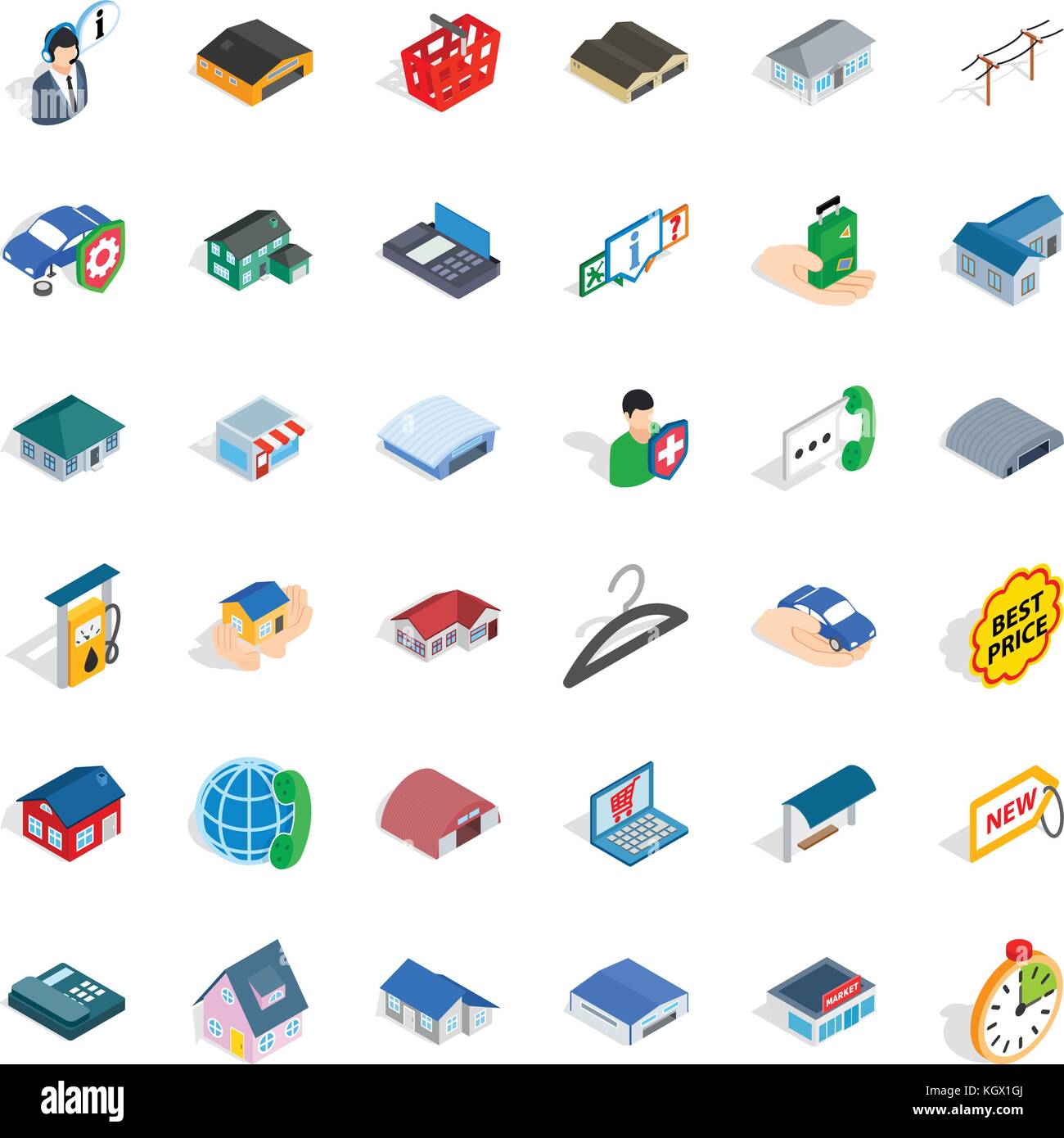 House icons set, isometric style Stock Vector Image & Art - Alamy