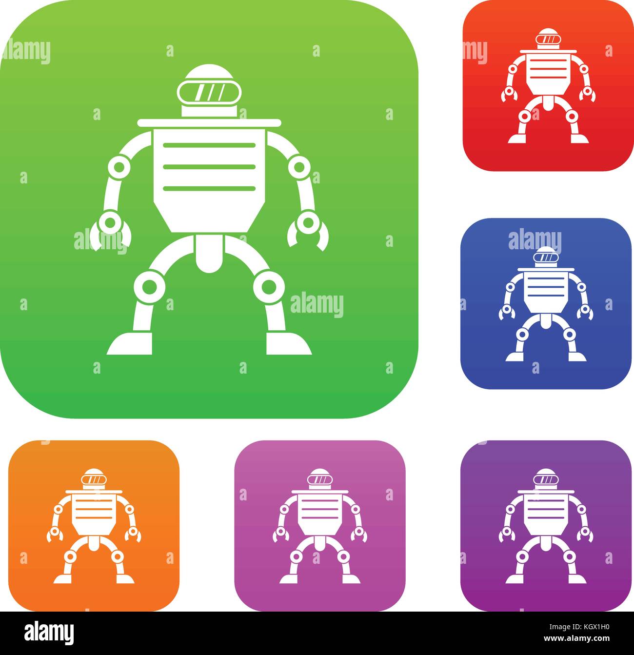 Humanoid Robot Set Color Collection Stock Vector Image And Art Alamy