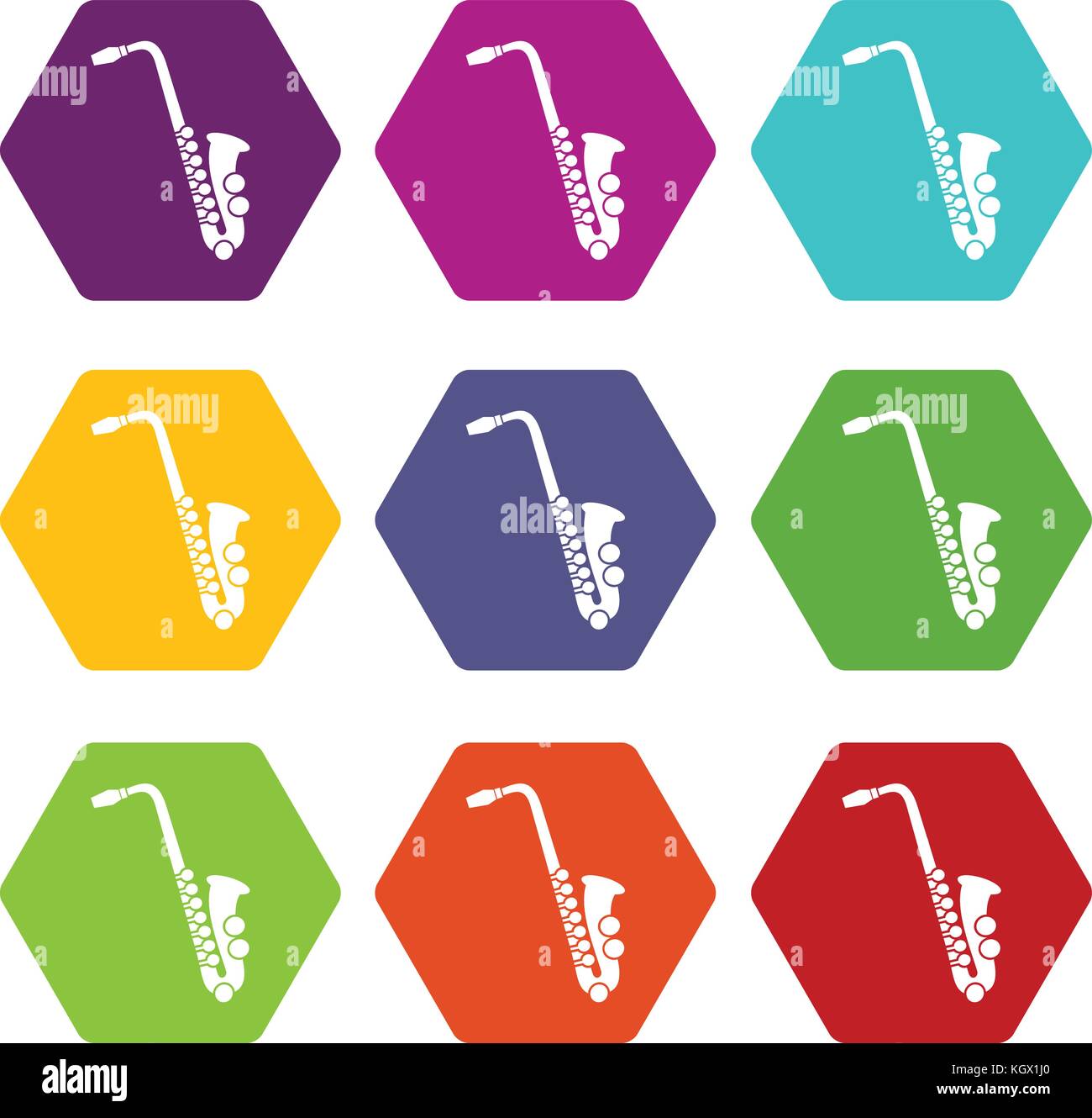Saxophone icon set color hexahedron Stock Vector Image & Art - Alamy