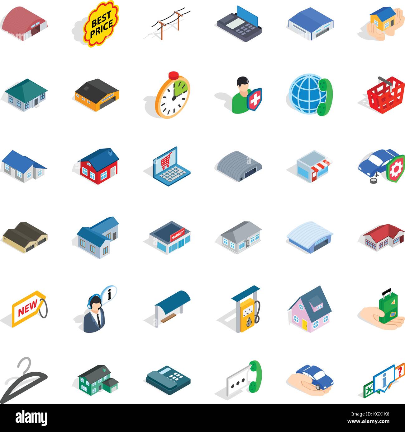 Roof icons set, isometric style Stock Vector Image & Art - Alamy